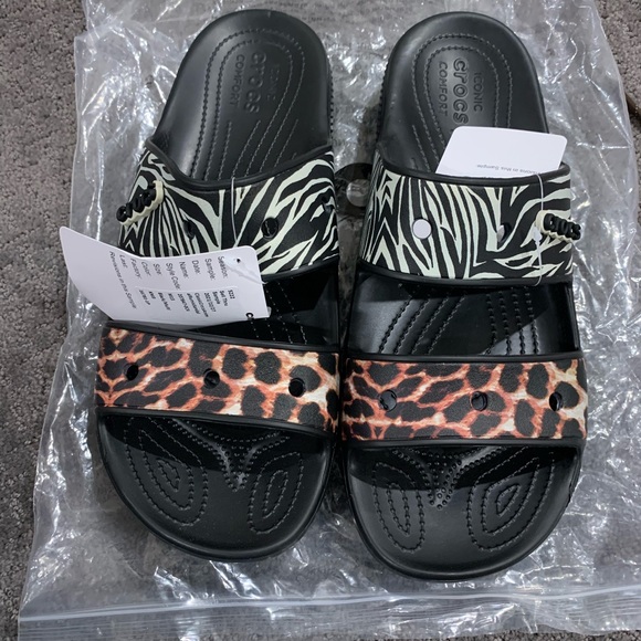 CROCS | Shoes | Crocs Animal Print Crocband Sandal | Poshmark